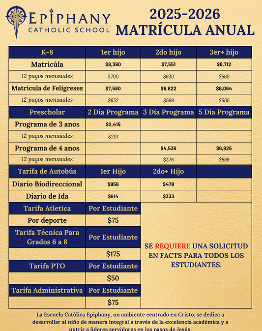 ADMISSIONS - Epiphany Catholic School